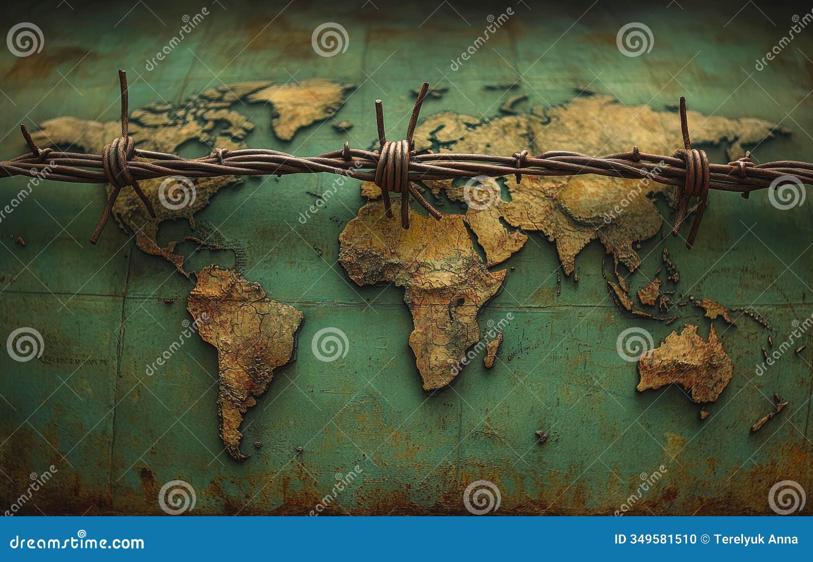 A Map of the World is Covered in Barbed Wire Stock Photo - Image of ...