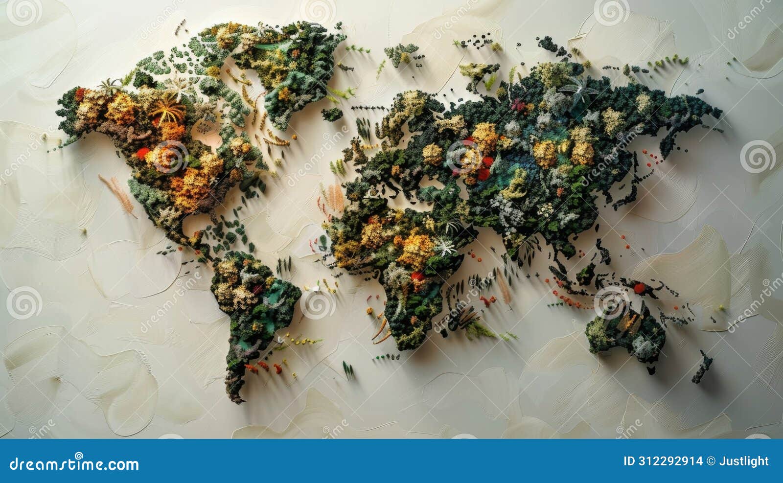 A Map of the World Created Entirely from Various Types of Leaves ...