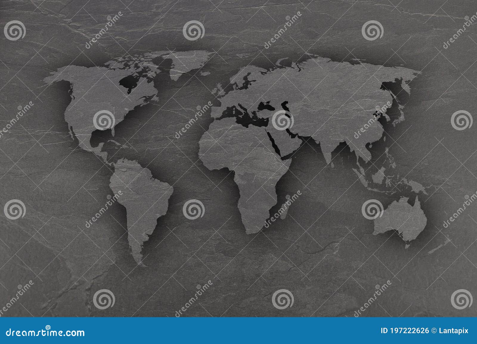 Map of World Map on Dark Slate Stock Illustration - Illustration of ...
