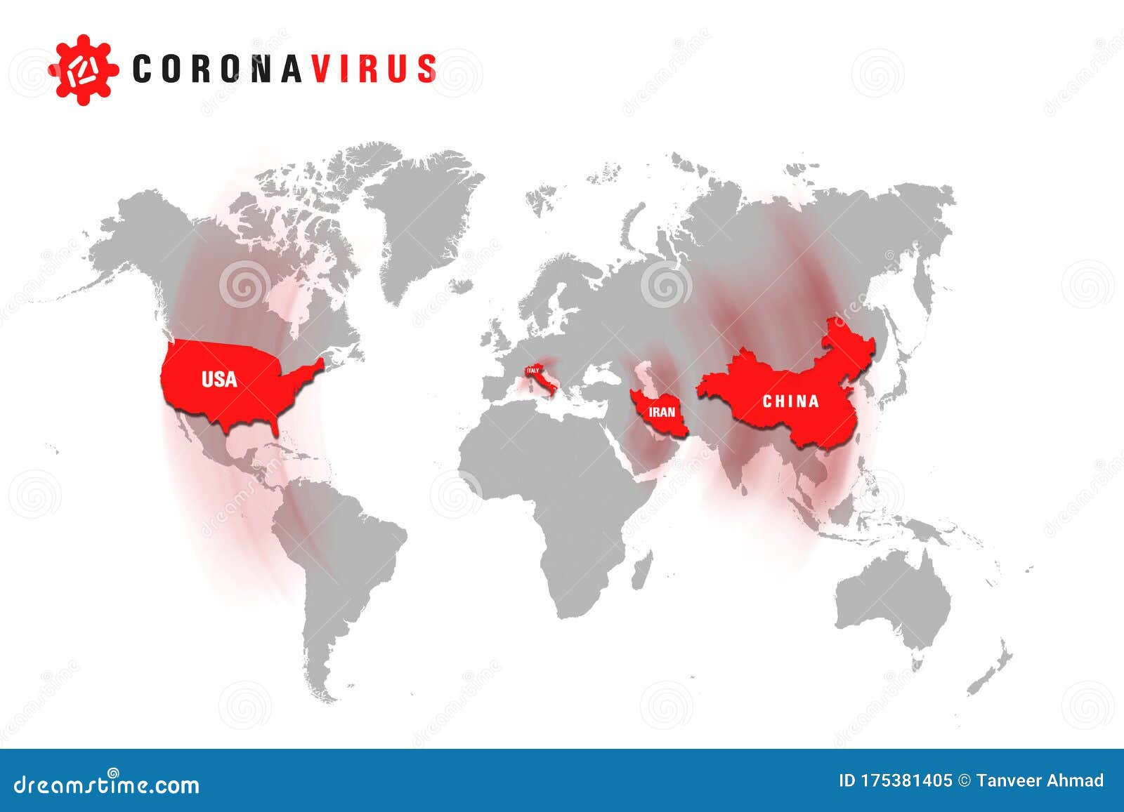 Map of World with Deadly Corona Virus Country with Copy Space for Your ...