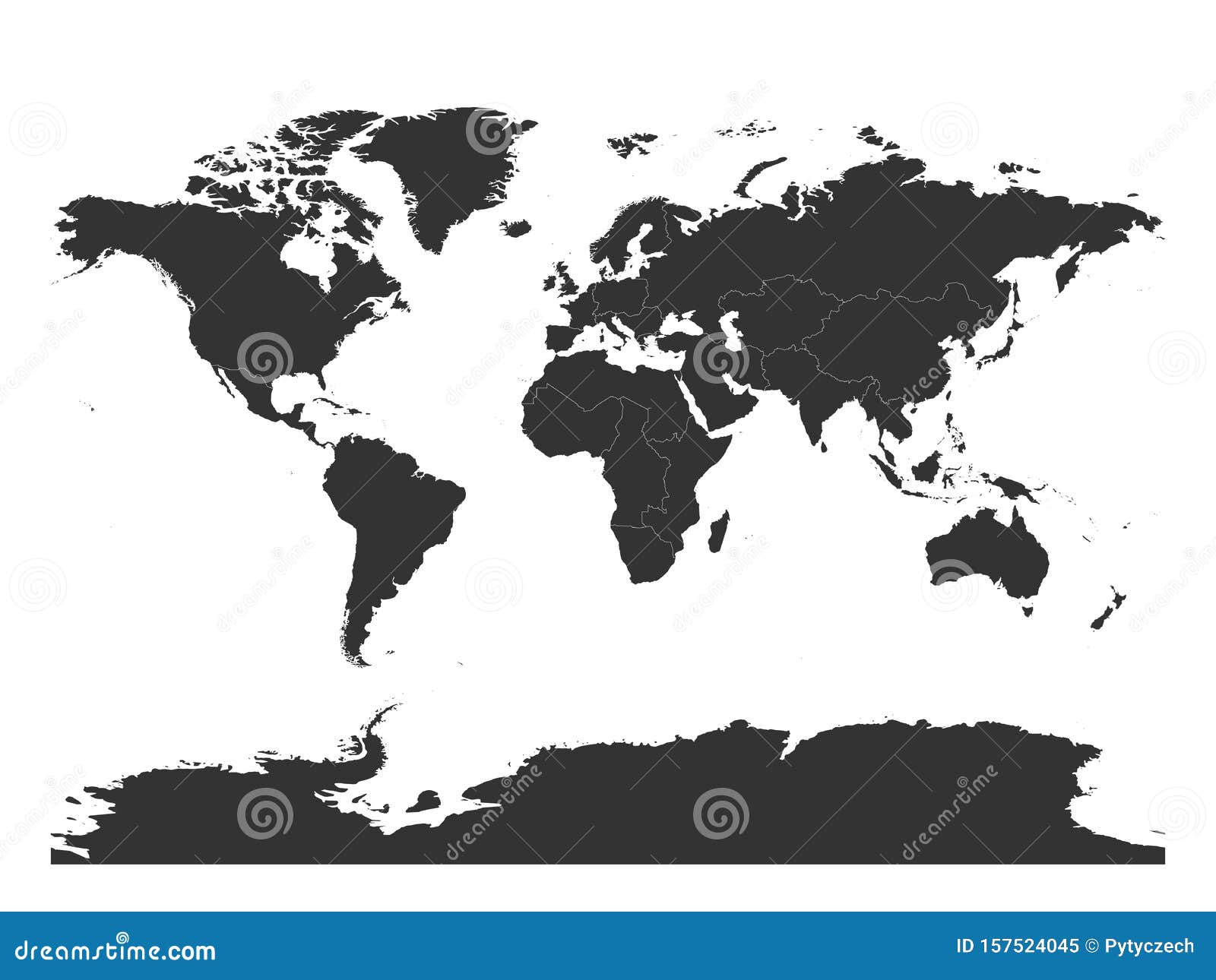 World Map Divided Into Six Continents In Different Color. Vector ...
