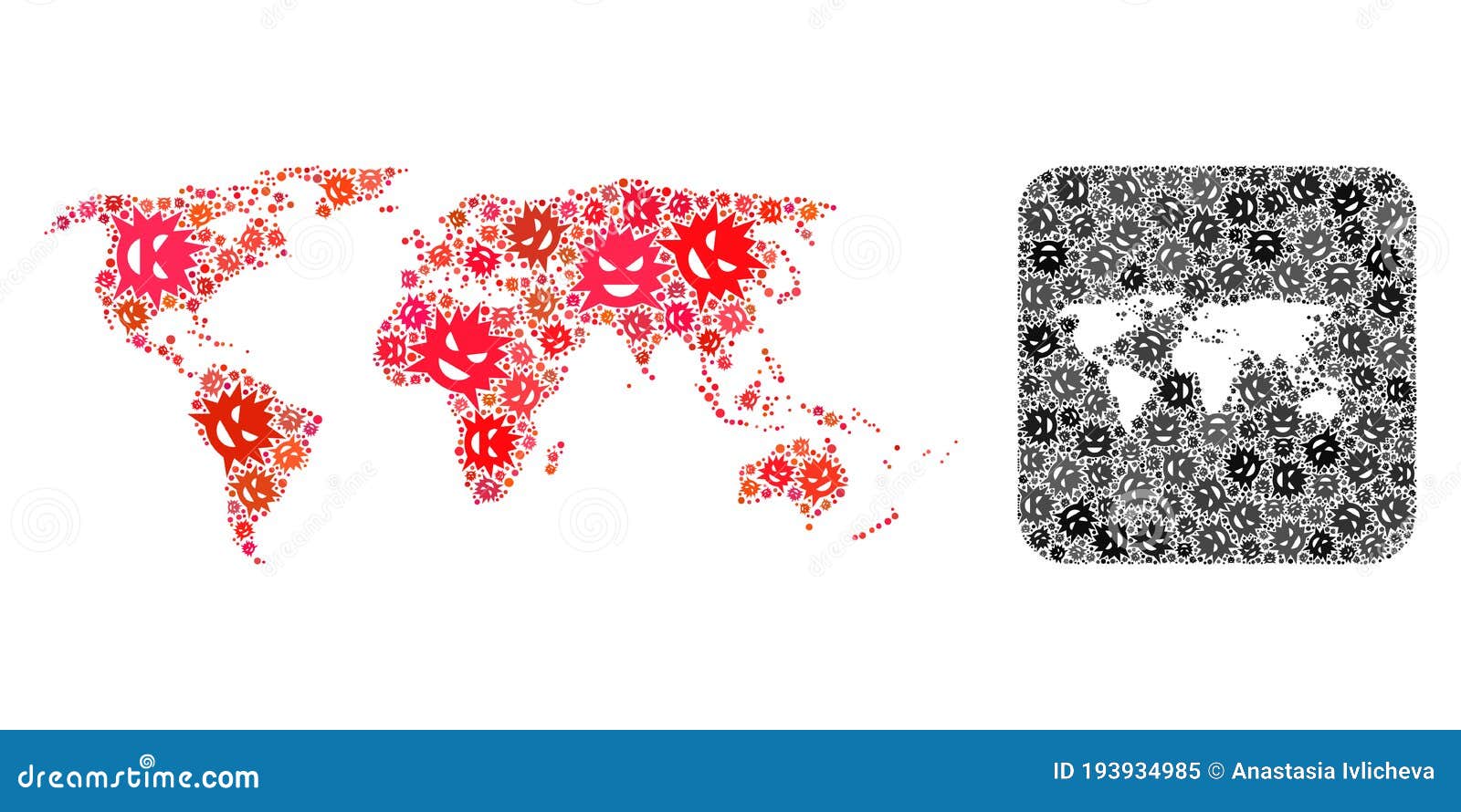 Map of World - Evil Virus Mosaic with Empty Space Stock Vector ...