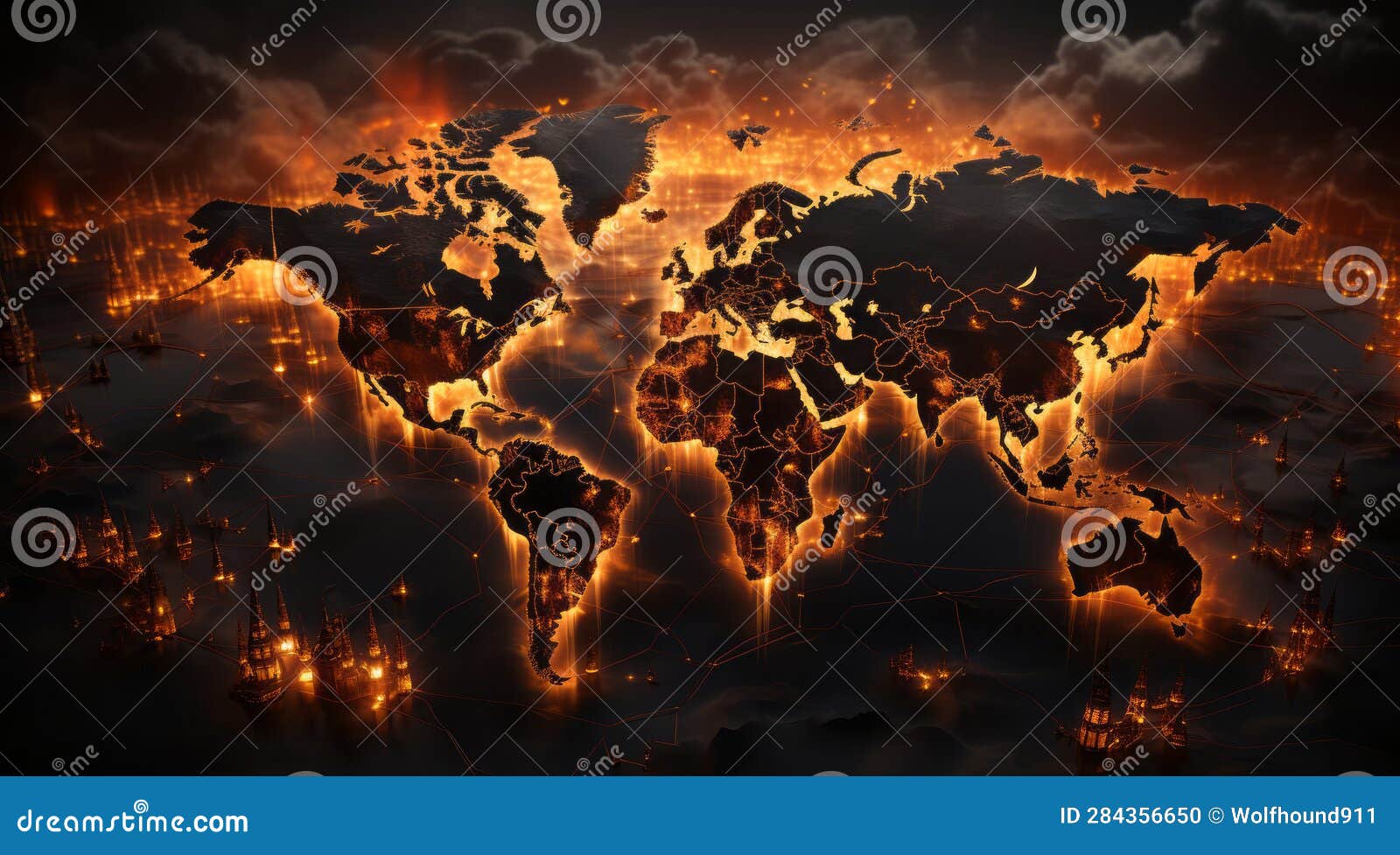 A Map of the World with a Fire. AI Generated Stock Illustration ...