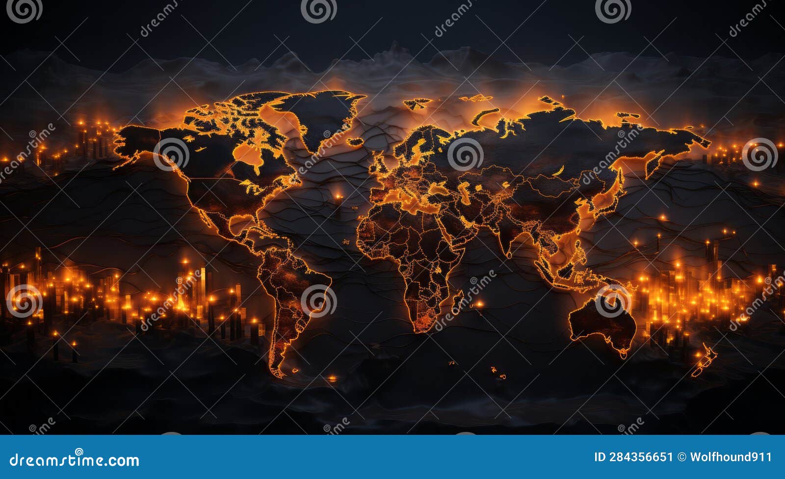 A Map of the World with a Fire. AI Generated Stock Illustration ...