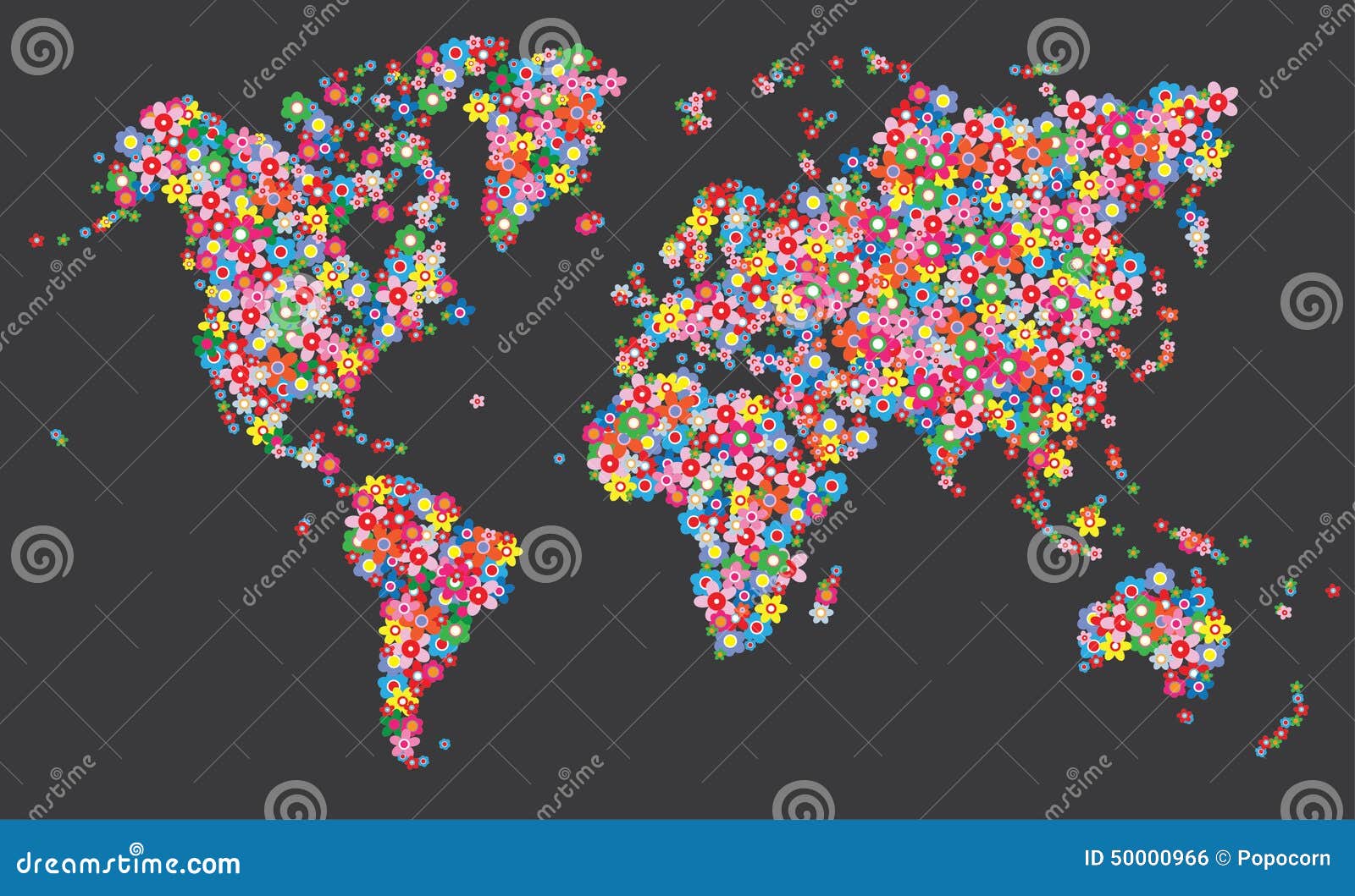 Map world flowers stock illustration. Illustration of banner - 50000966