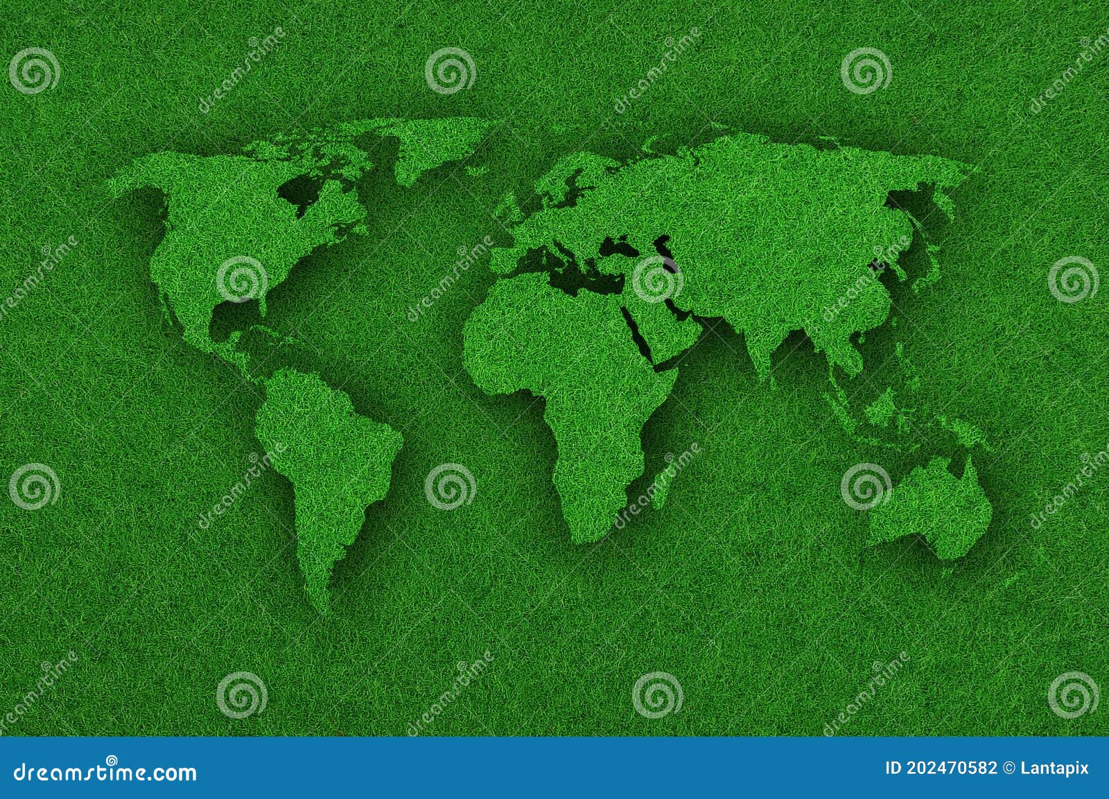 Map of World Map on Green Felt Stock Illustration - Illustration of ...