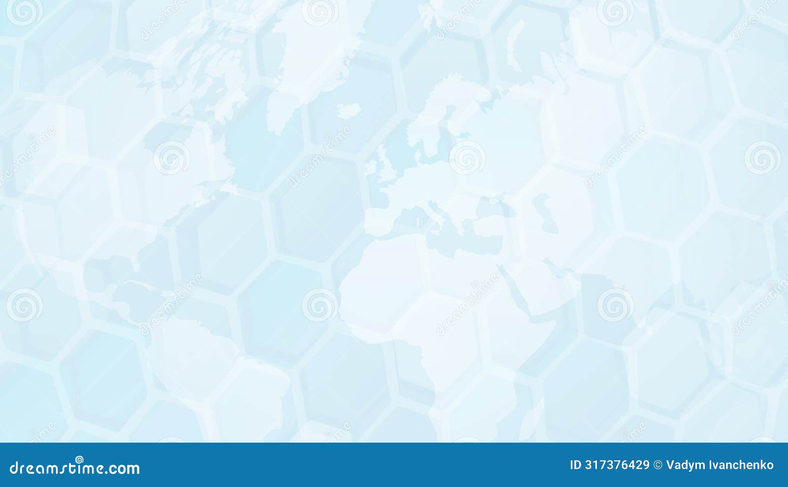 Map of the World on a Hexagon Background. Map Light Blue Color, Covered ...
