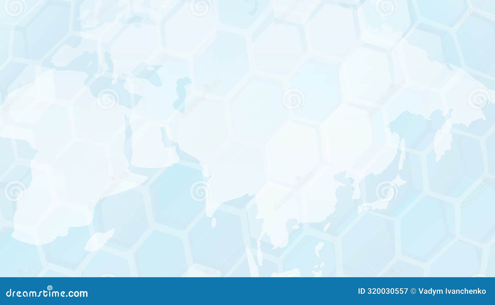 Map of the World on a Hexagon Background. Map Light Blue Color, Covered ...