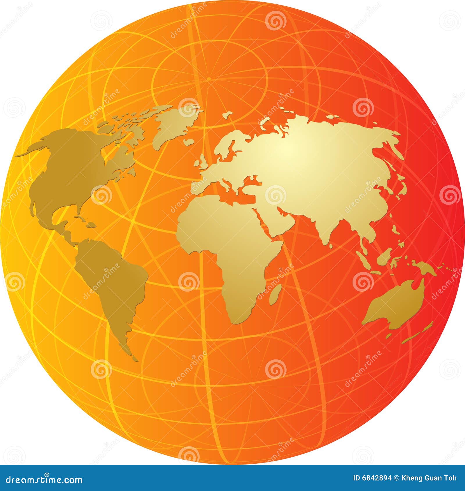 Map of the World Illustration on Globe Grid Stock Illustration ...