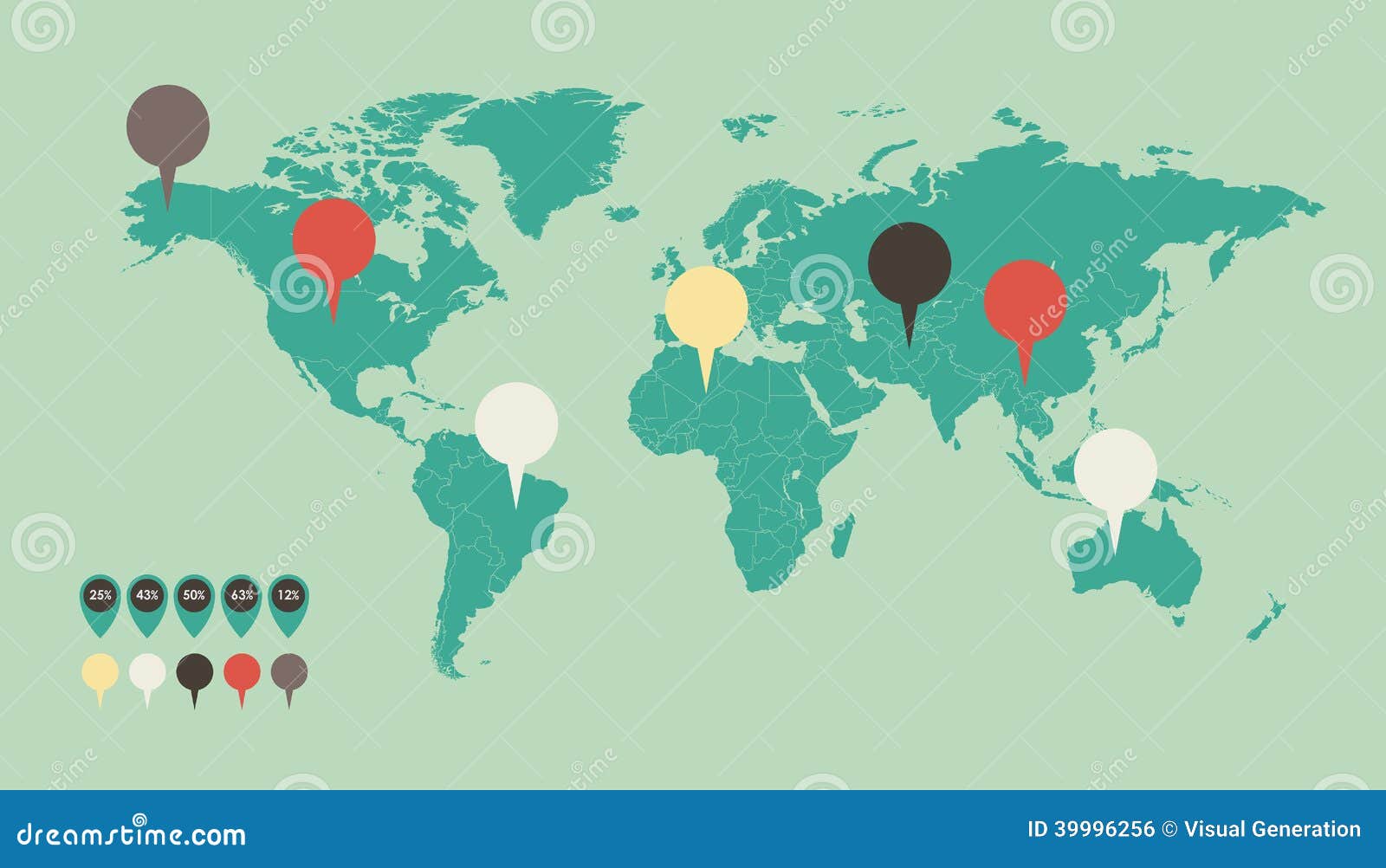 Map of the World stock vector. Illustration of pointer - 39996256