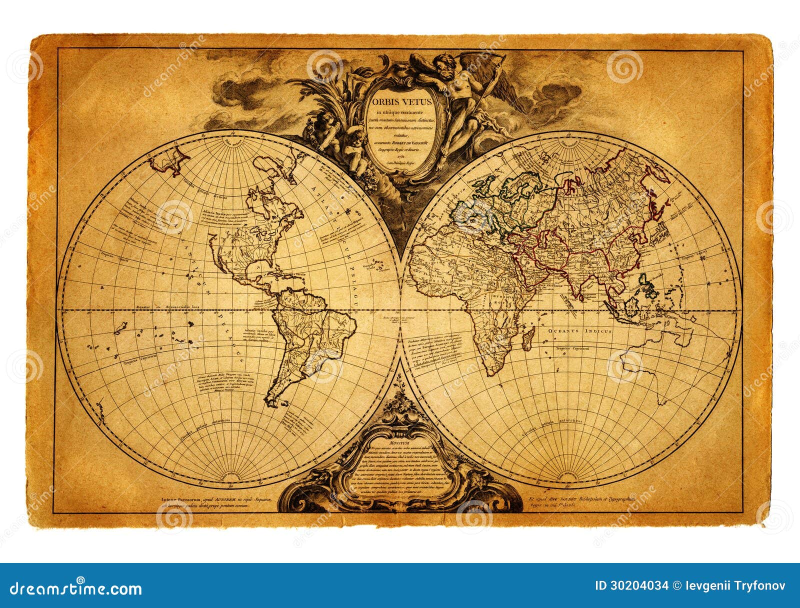 Map of world 1752 stock photo. Image of antique, africa - 30204034