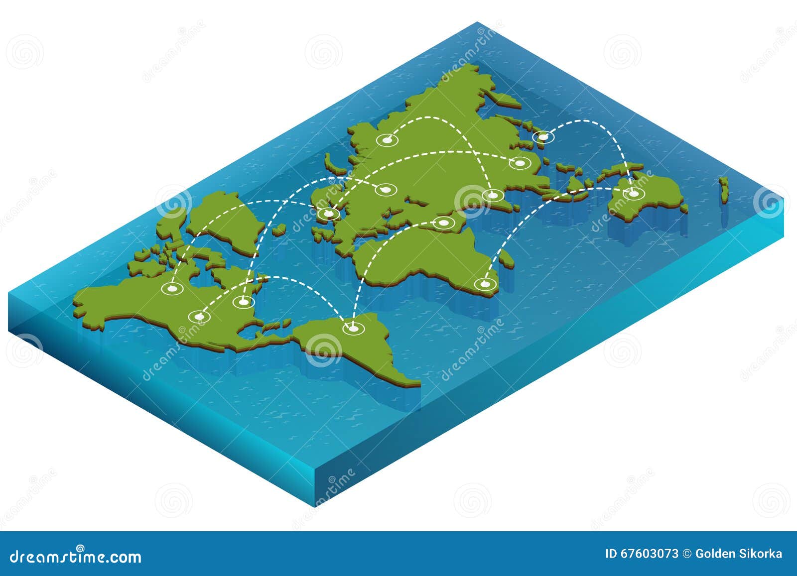 Map World Isometric Concept. 3d Flat Illustration of Map World Stock ...