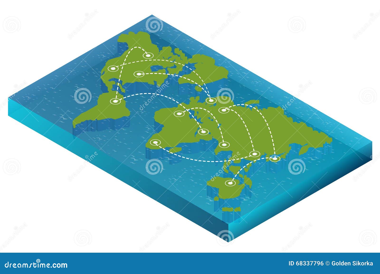 Map World Isometric Concept. 3d Flat Illustration of Map World Stock ...