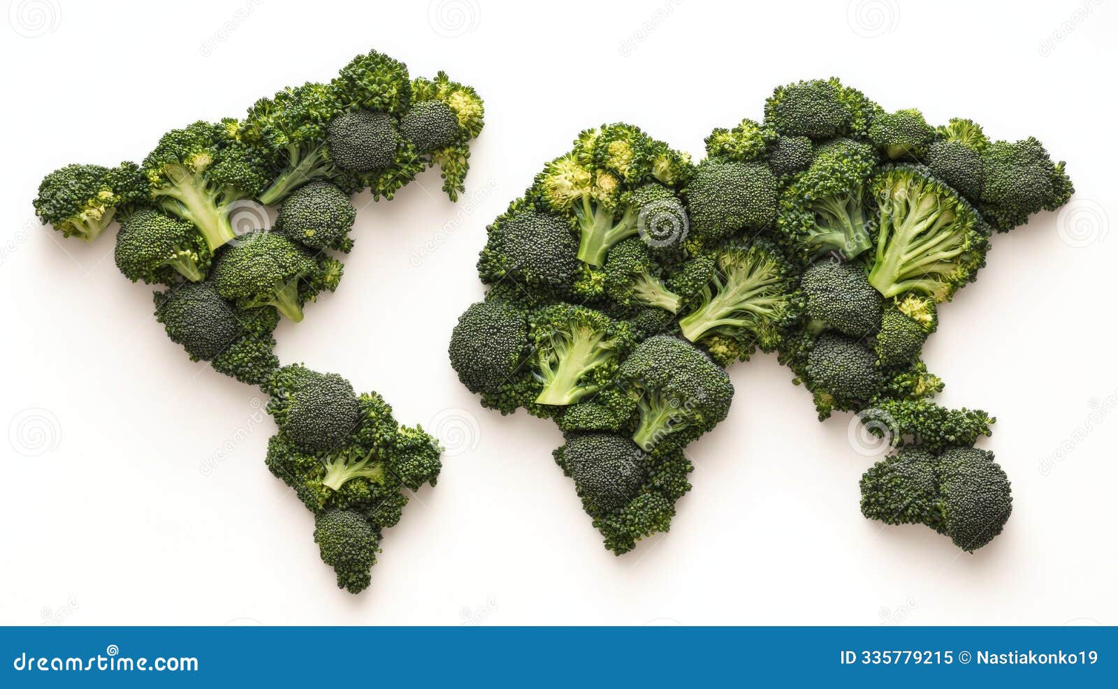 Map of the World Made from Broccoli on a White Background, Creative ...
