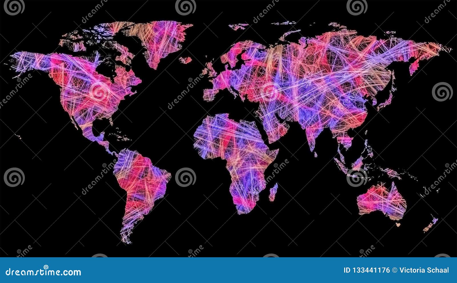 Map of World Made of Colorful Connections Stock Illustration ...