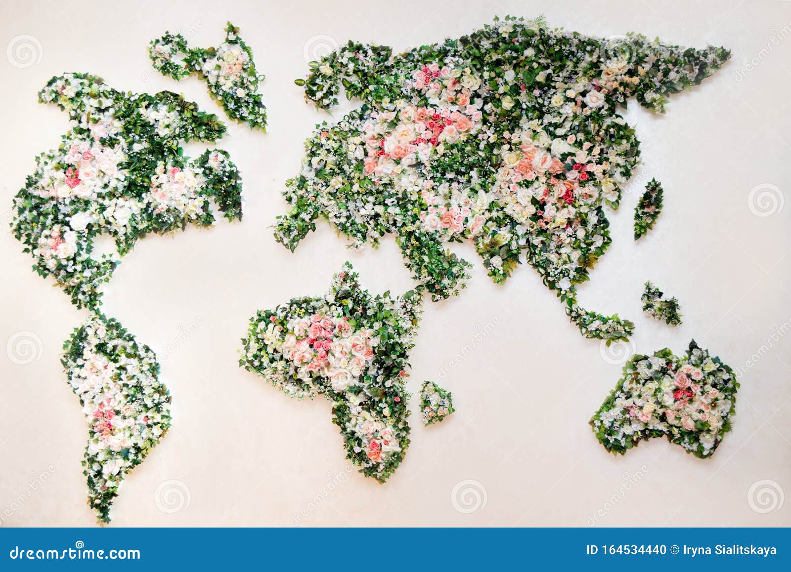 Map of World Made from Different Kinds of Flowers, World Map on a White ... Map of World Made from Different Kinds of Flowers, World Map on a White ...