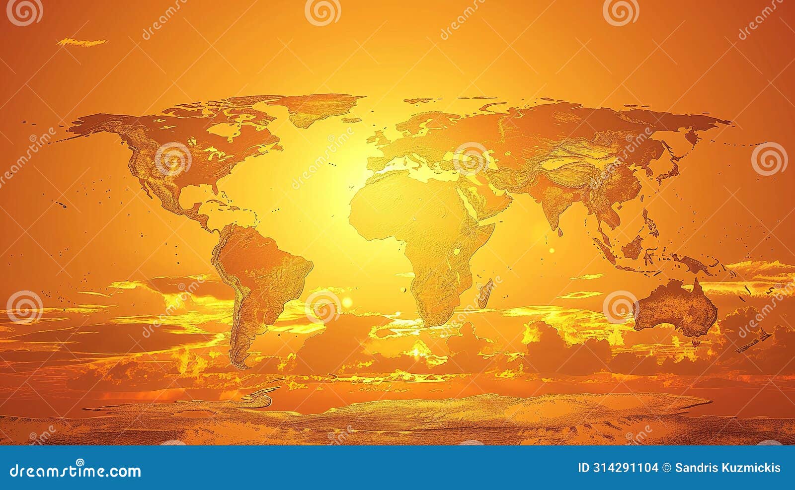 Map of the World Made of Gold. Generative AI. Stock Illustration ...