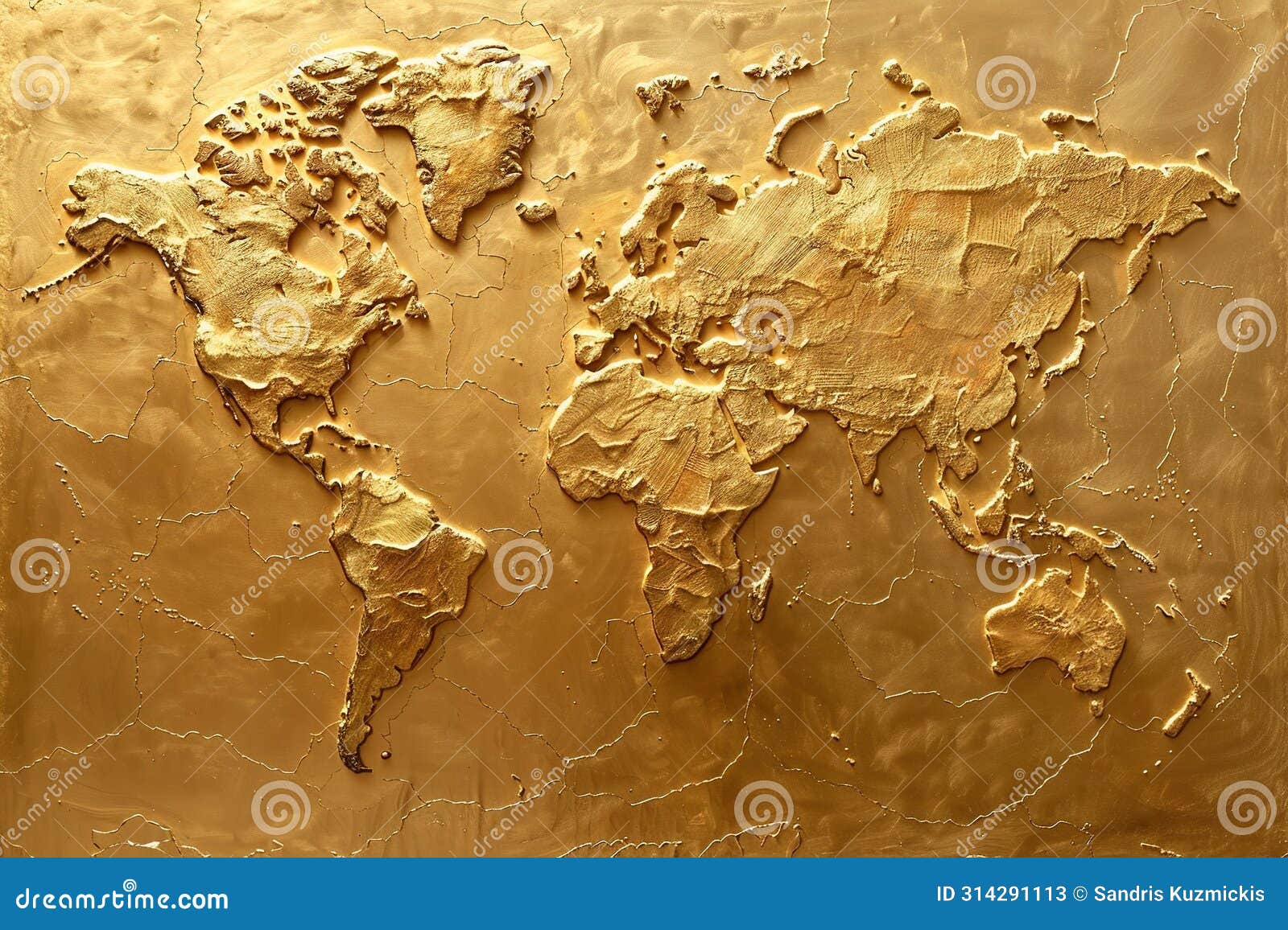 Map of the World Made of Gold. Generative AI. Stock Illustration ...