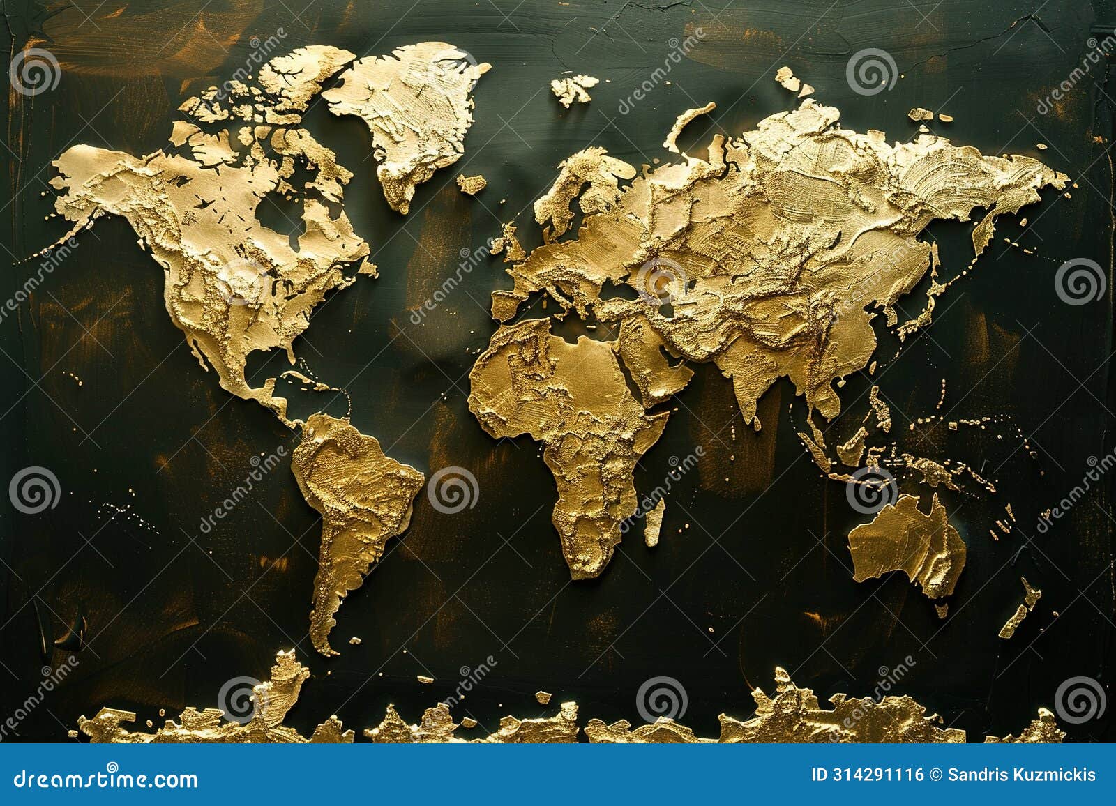 Map of the World Made of Gold. Generative AI. Stock Illustration ...