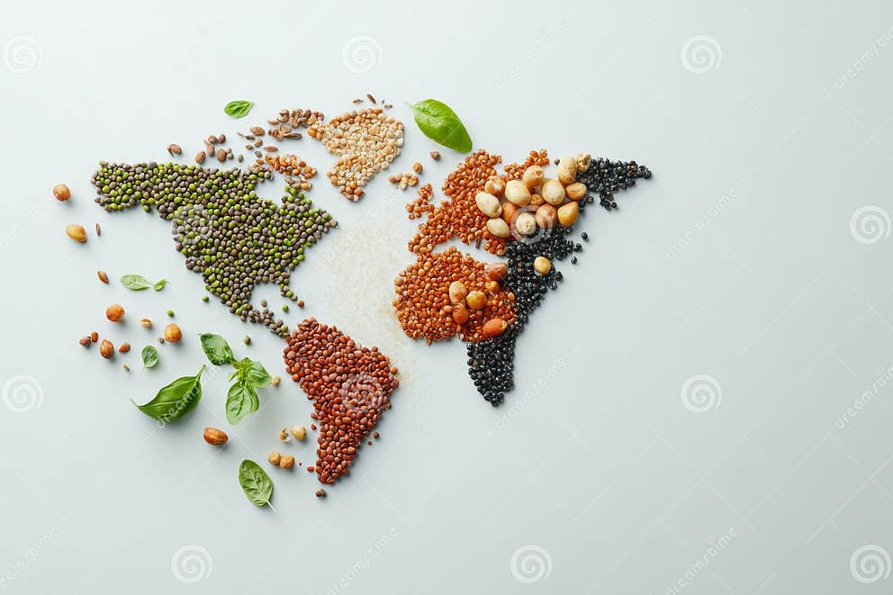 A Map of the World is Made Out of Different Types of Beans and Nuts ...