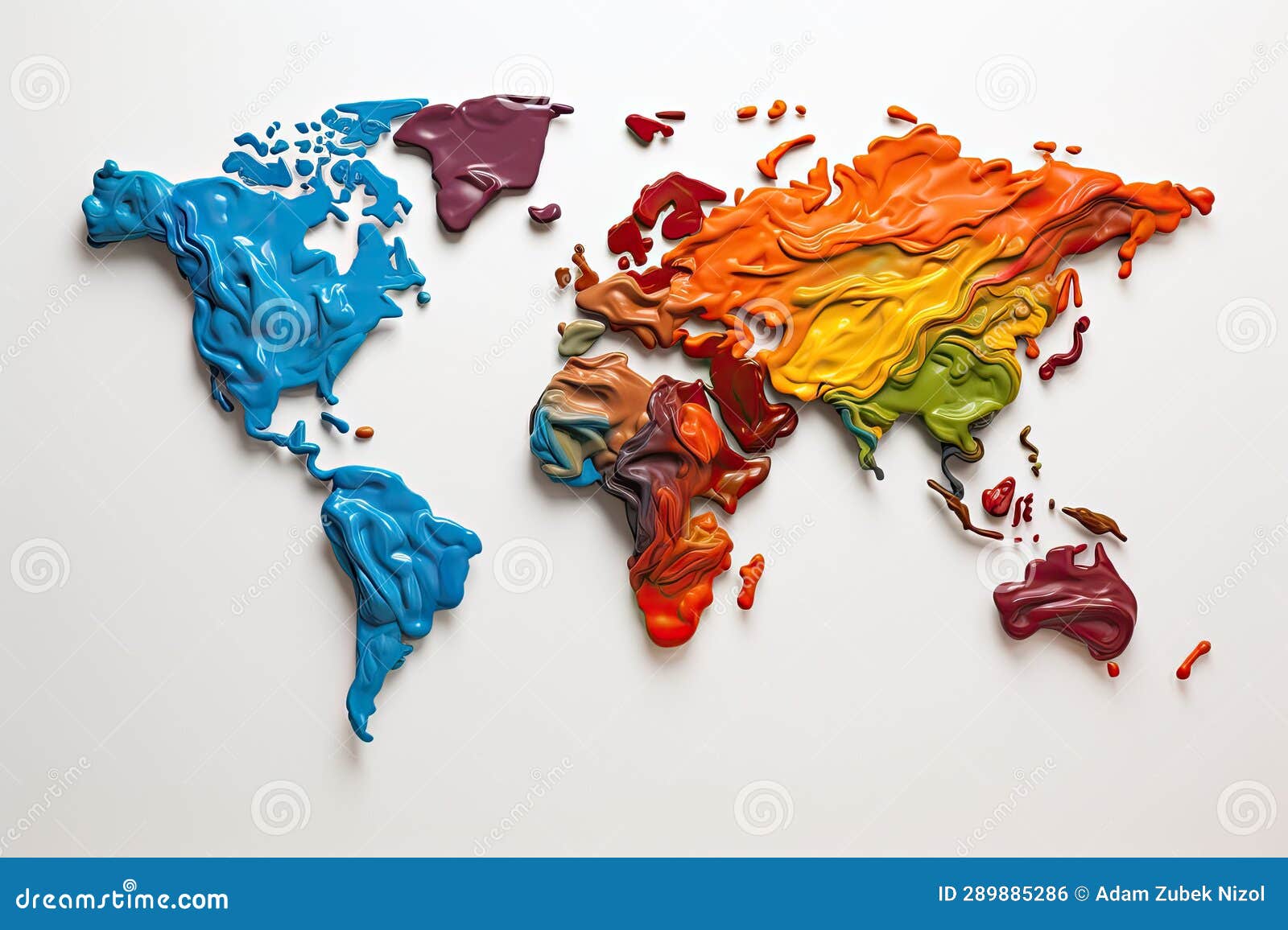 A Map of the World Made of Paint Stock Illustration - Illustration of ...