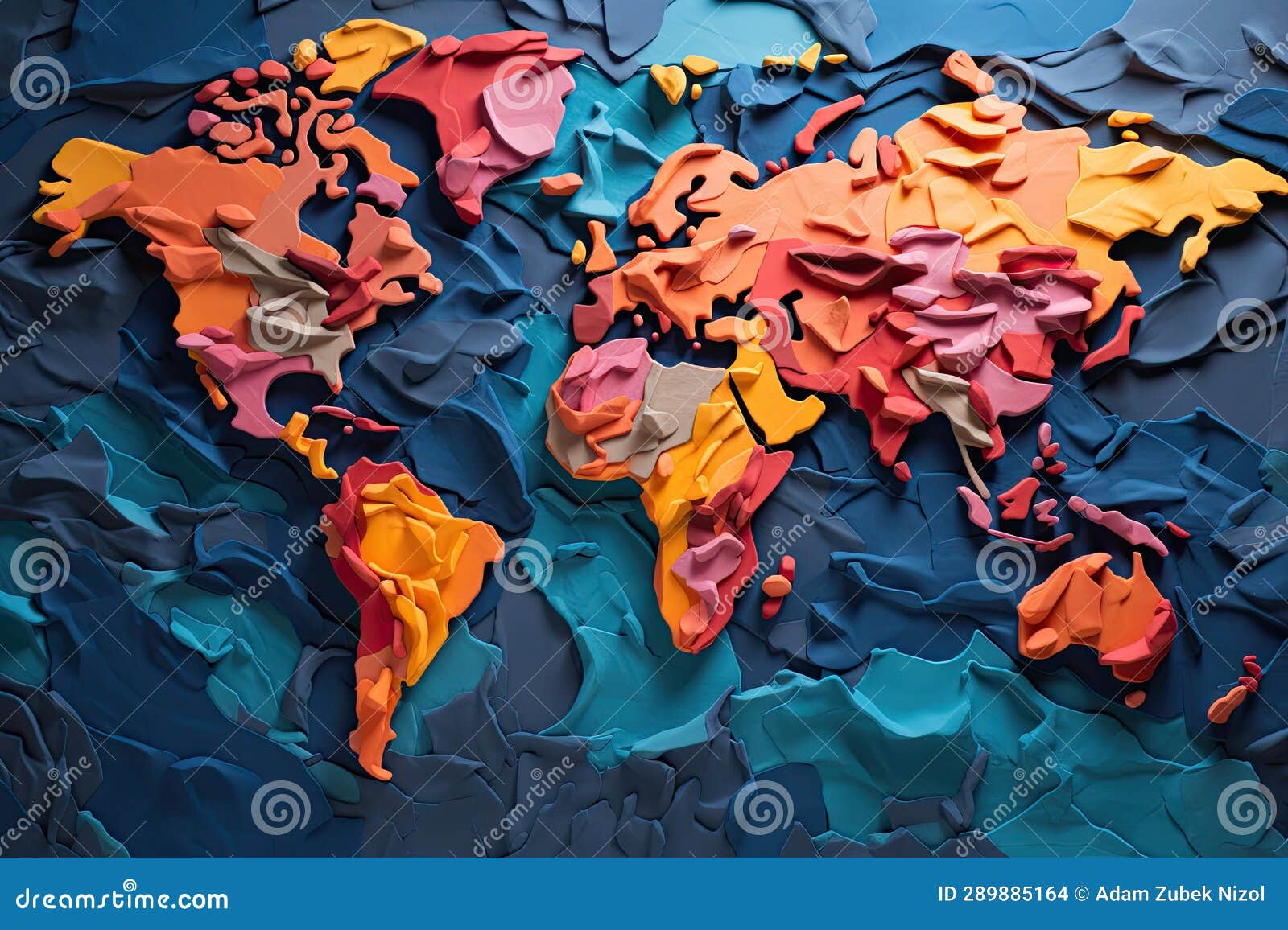 A Map of the World Made of Plasticine Stock Illustration - Illustration ...