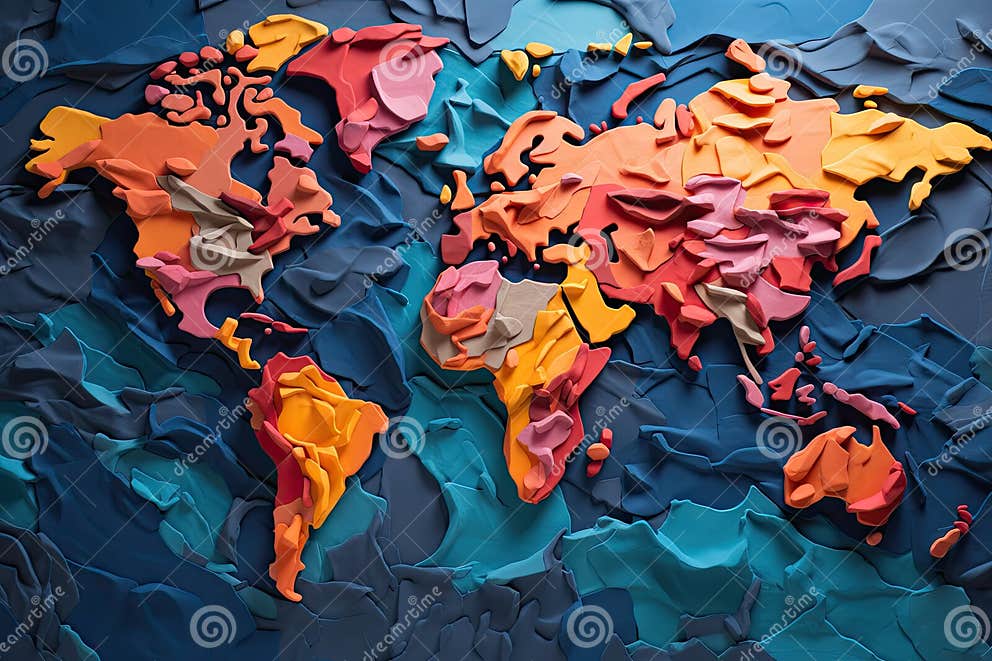 A Map of the World Made of Plasticine Stock Illustration - Illustration ...