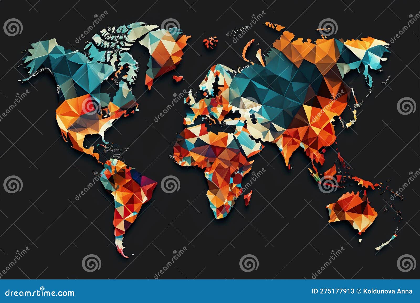 Map of the World Made from Triangles Connections, Created with ...