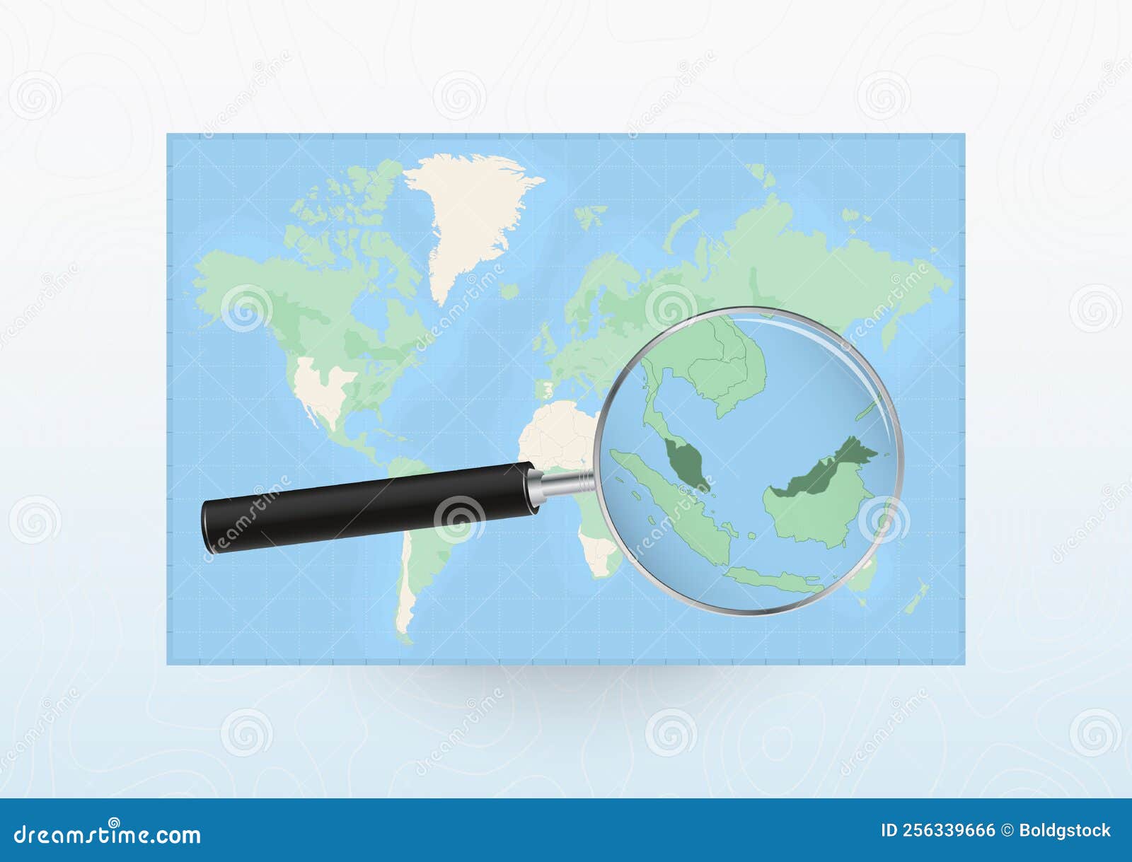 Map of the World with a Magnifying Glass Aimed at Malaysia, Searching ...