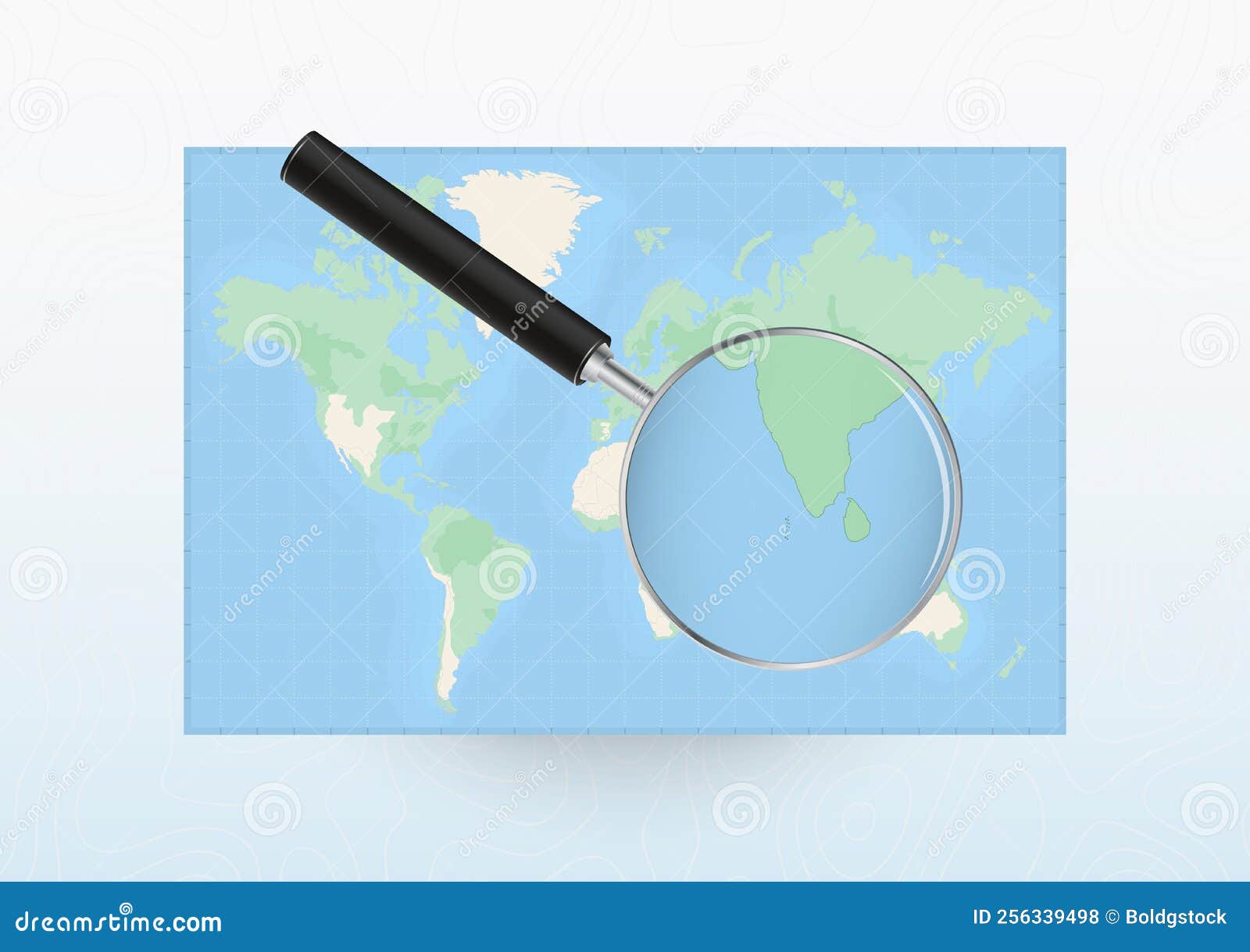 Map of the World with a Magnifying Glass Aimed at Maldives, Searching ...