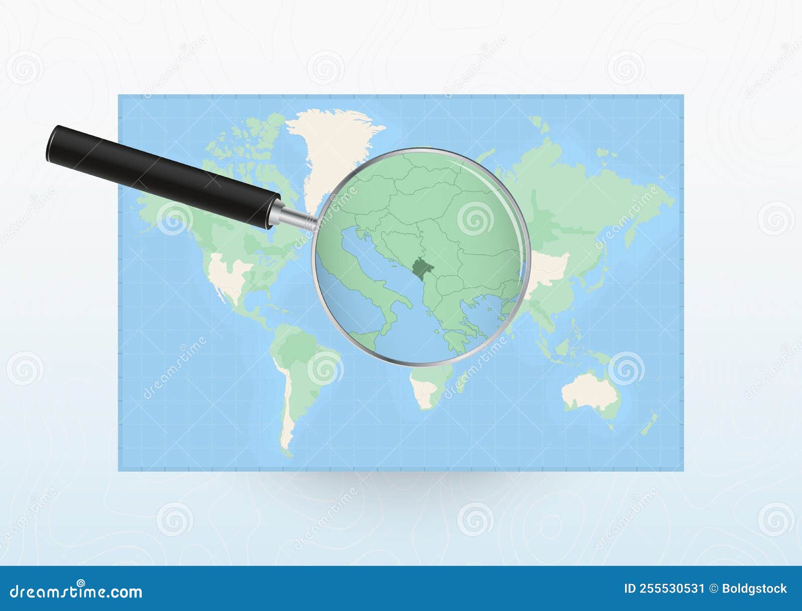 Map of the World with a Magnifying Glass Aimed at Montenegro, Searching ...
