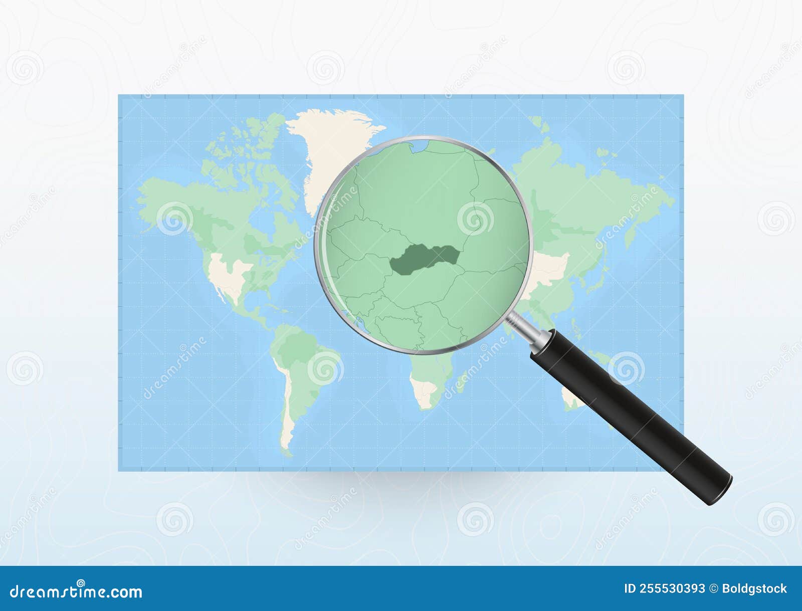 Map of the World with a Magnifying Glass Aimed at Slovakia, Searching ...