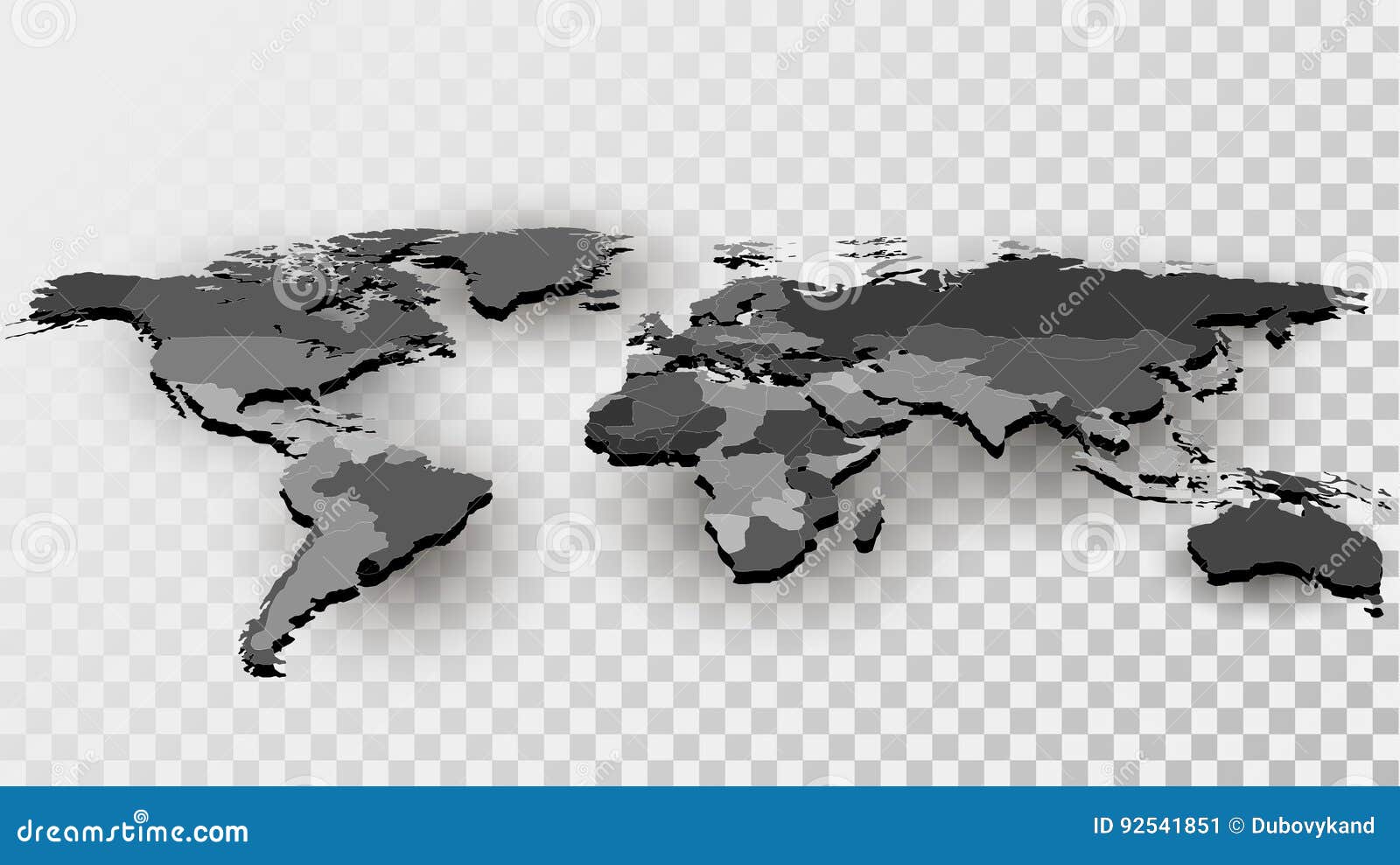Map of the World with National Borders Stock Vector - Illustration of ...