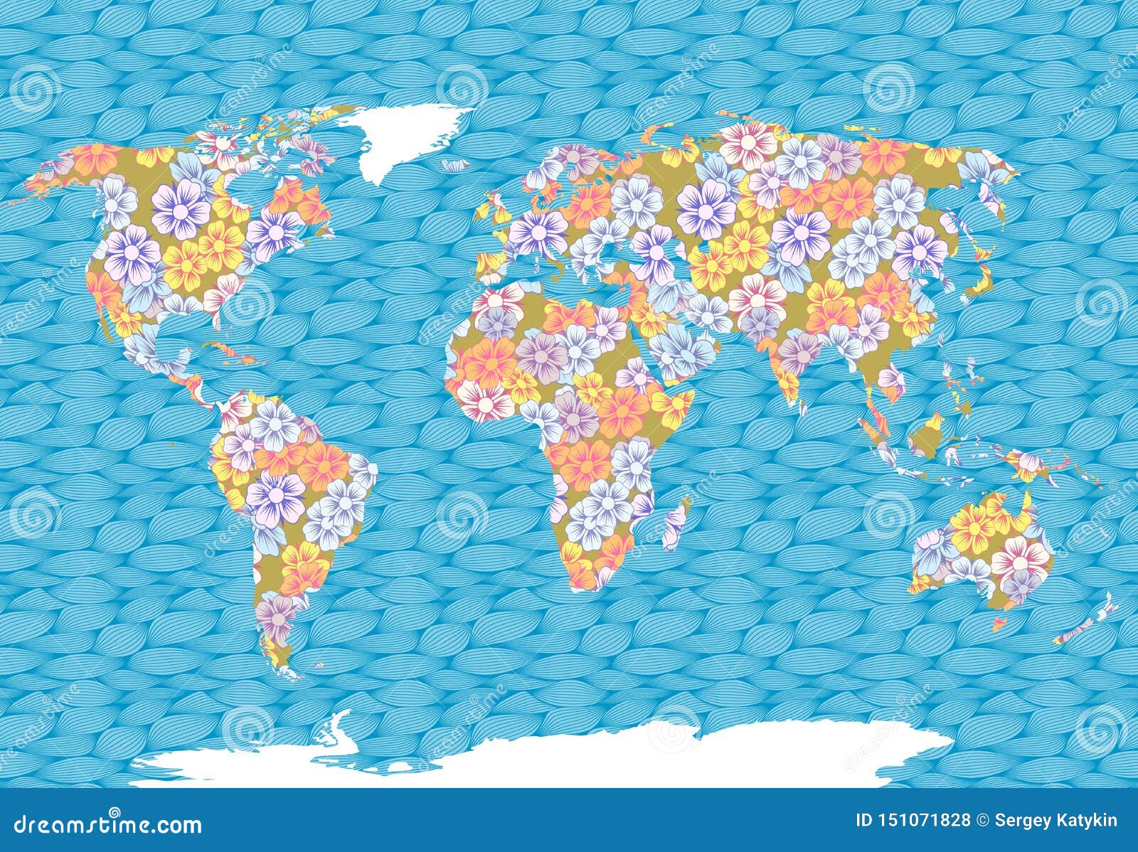 Map of the World. Oceans and Continents on a Flat Projection Stock ...