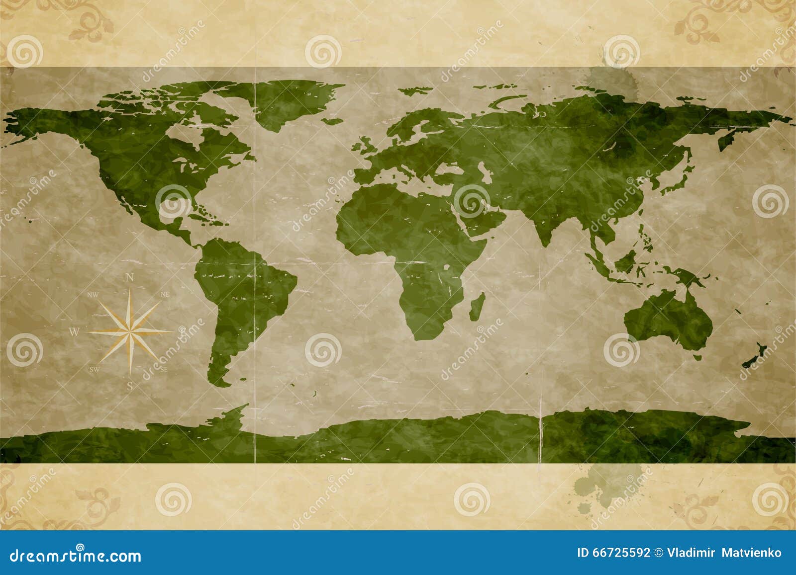 Map of the World. Old Paper Texture Stock Vector - Illustration of ...