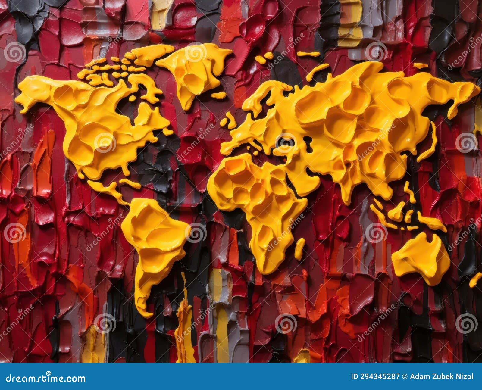 World Map Painted On A White Background With Paint Stains Dripping Down ...