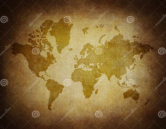Map World on Paper Background Stock Illustration - Illustration of ...