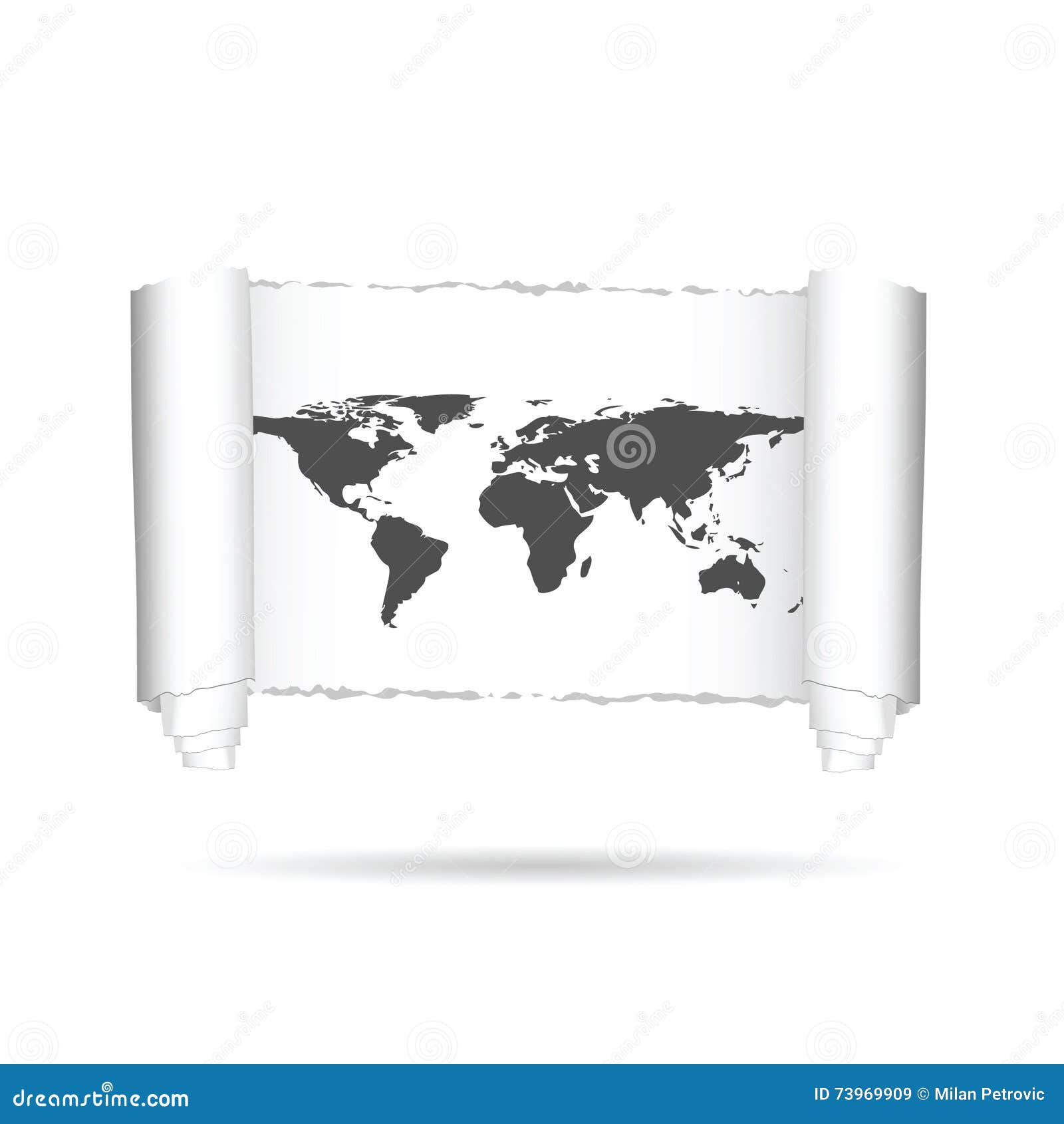 Map of World on Paper Illustration Stock Vector - Illustration of earth ...