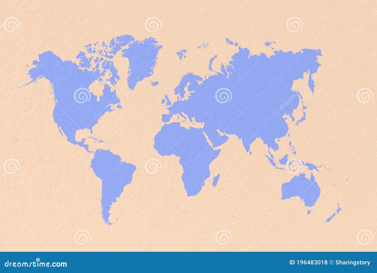 Map World on Pastel Blue Background Stock Illustration - Illustration ...