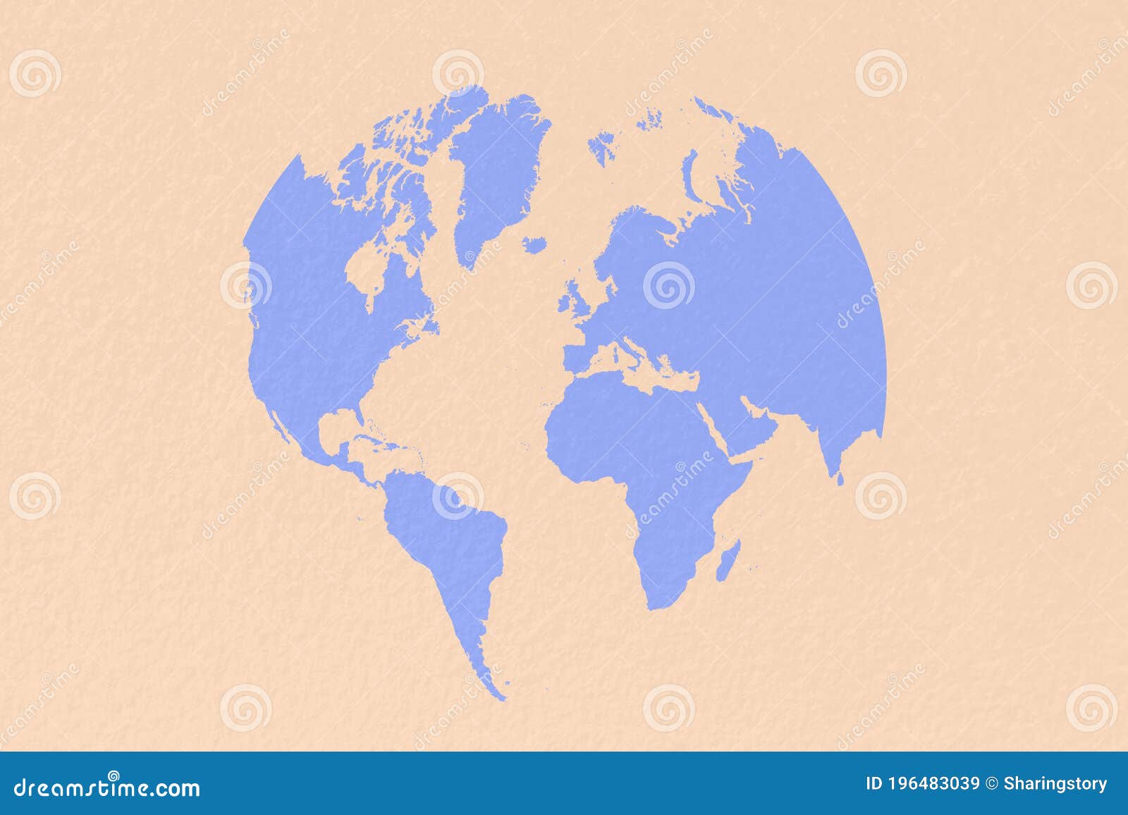 Map World on Pastel Blue Background Stock Illustration - Illustration ...