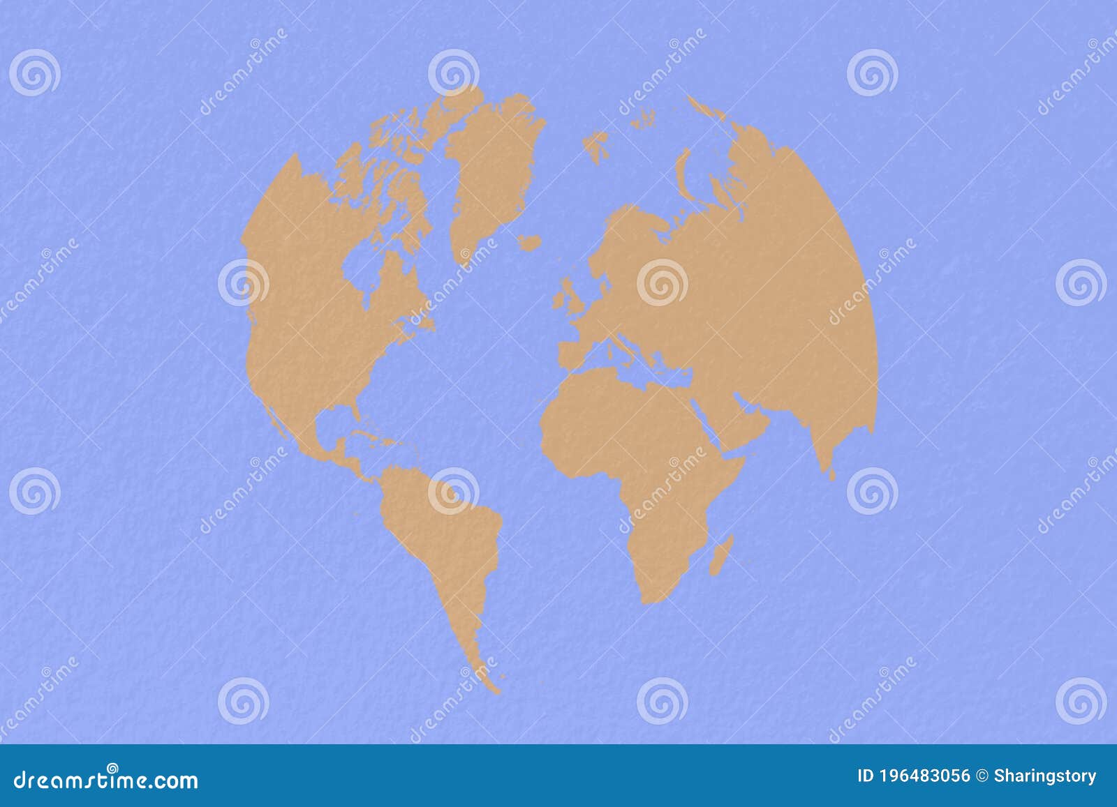 Map World on Pastel Brown Background Stock Illustration - Illustration ...