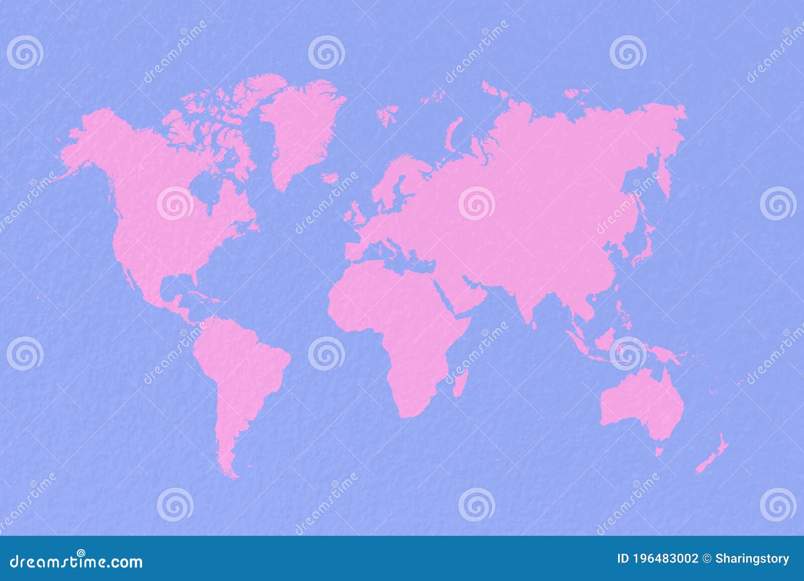 Map World on Pastel Pink Background Stock Illustration - Illustration ...