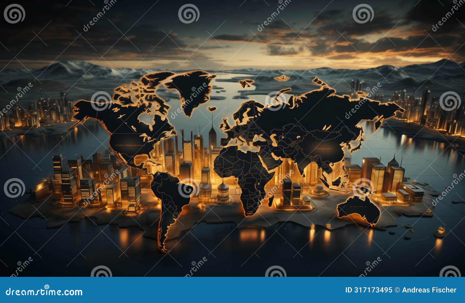 World Map Floating in Water. Generative AI Stock Image - Image of water ...
