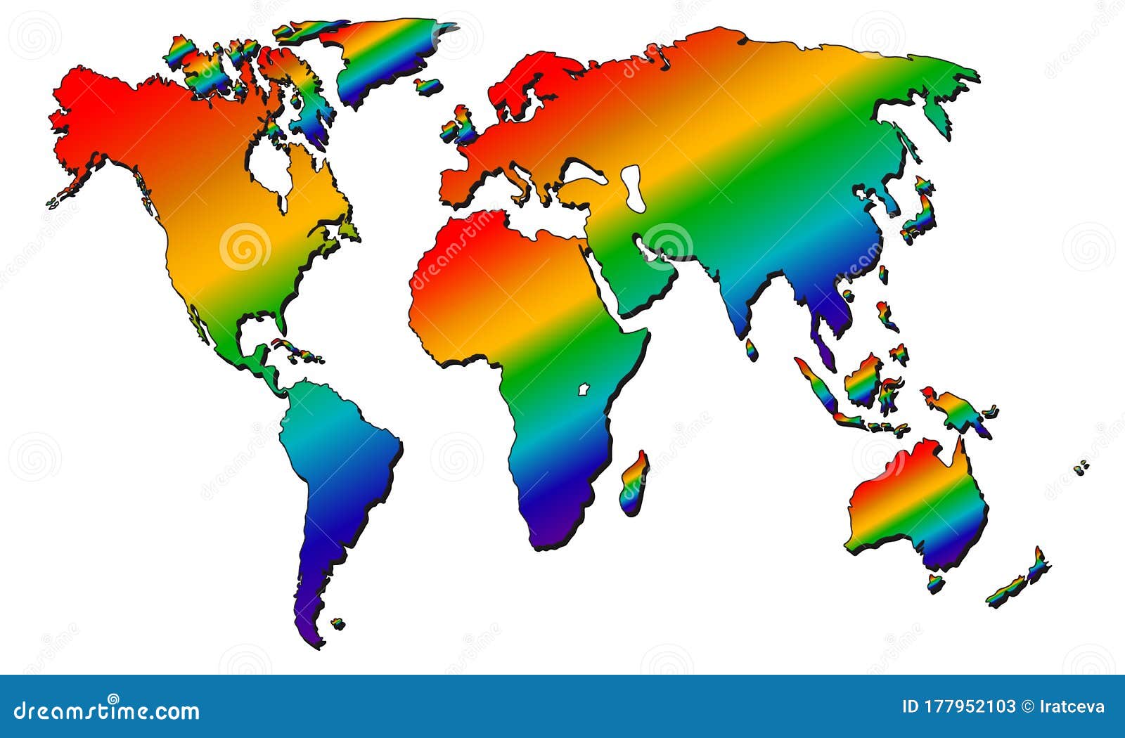 Map of the World Rainbow Silhouette Stock Vector - Illustration of ...
