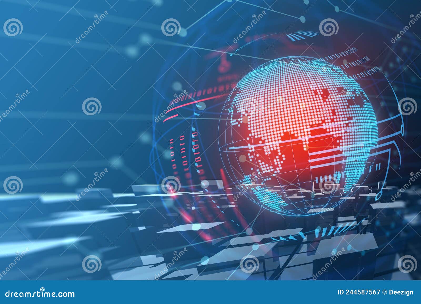 Map World Representing the Global Network Line Wire Frame Banner on ...