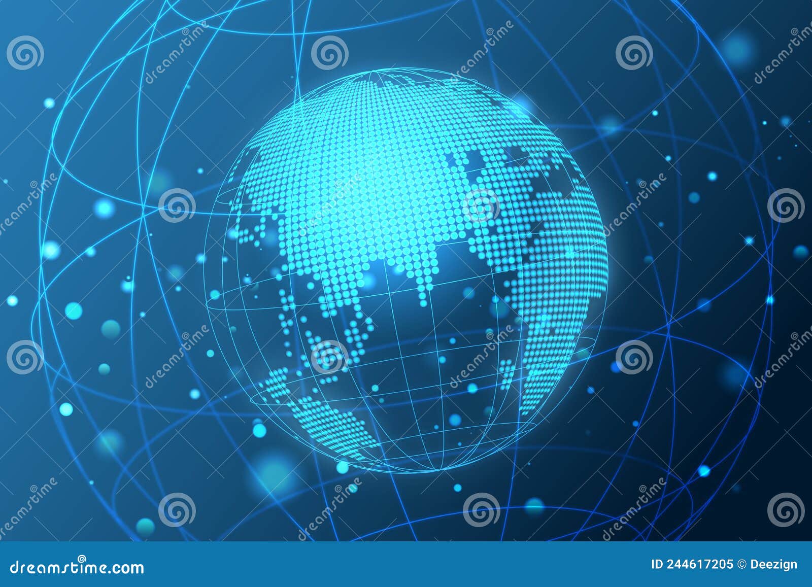 Map World Representing The Global Network Line Wire Frame Banner Stock ...