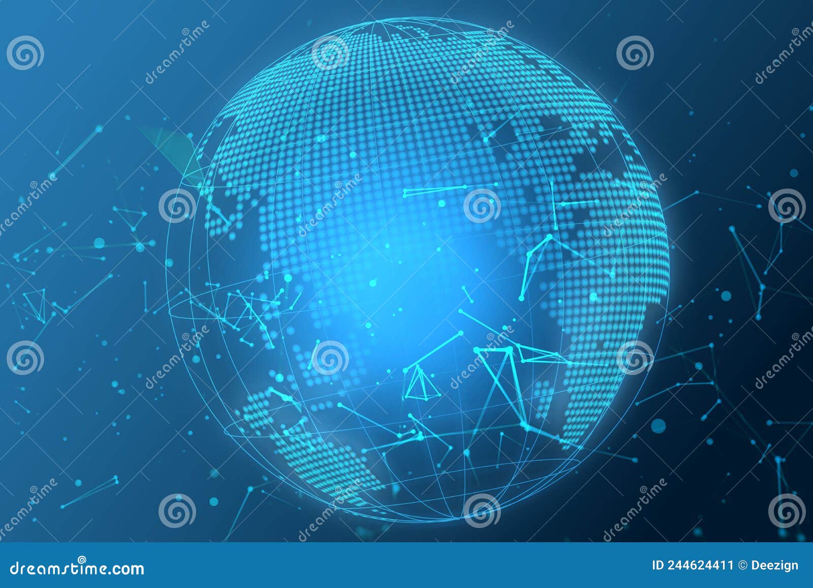 Map World Representing the Global Network Line Wire Frame Banner on ...