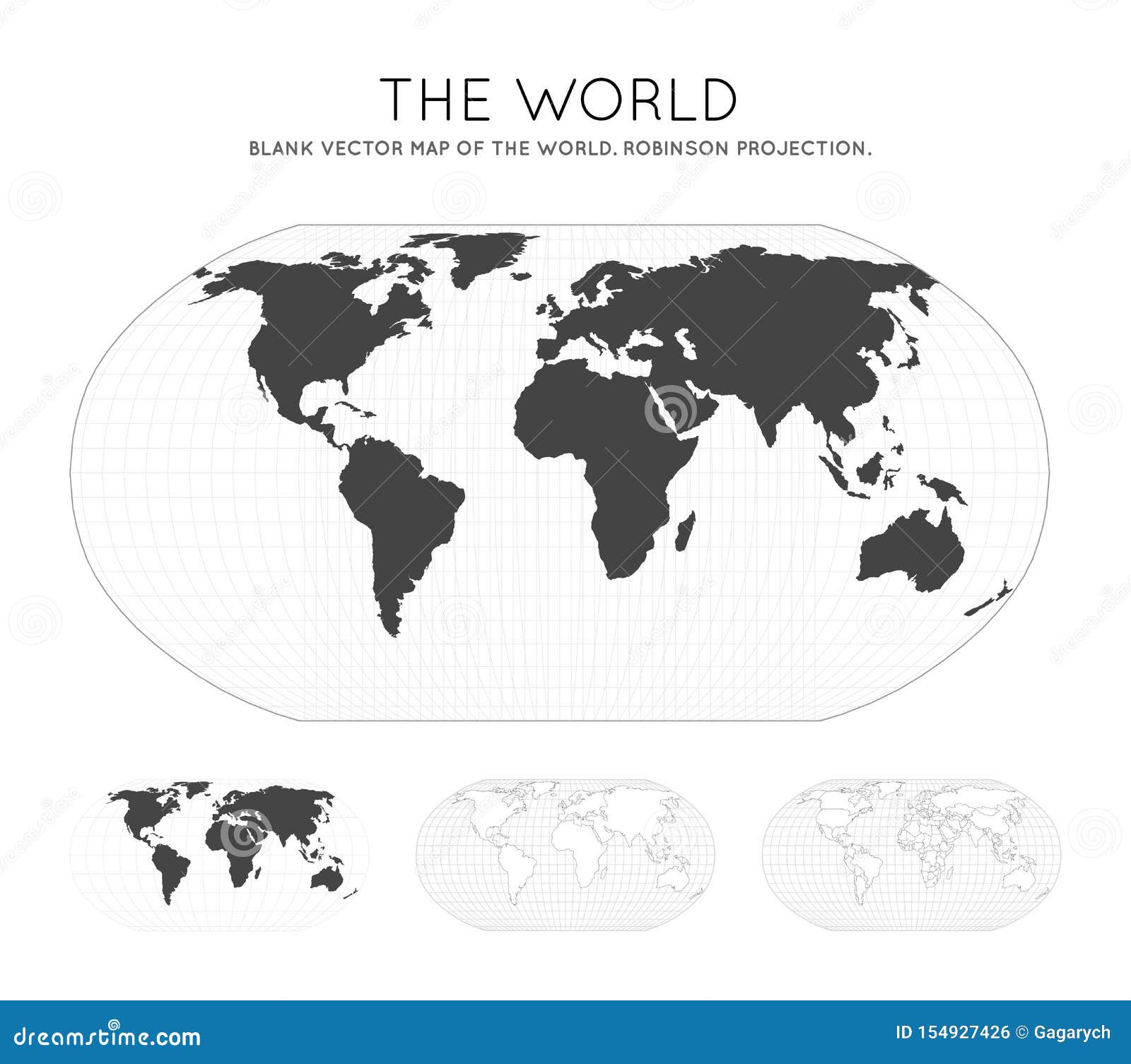 World Map In Robinson Projection With Meridians And Parallels Grid ...