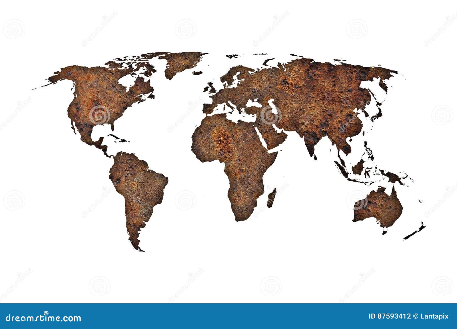 Map of the World on Rusty Metal Stock Photo - Image of europe ...