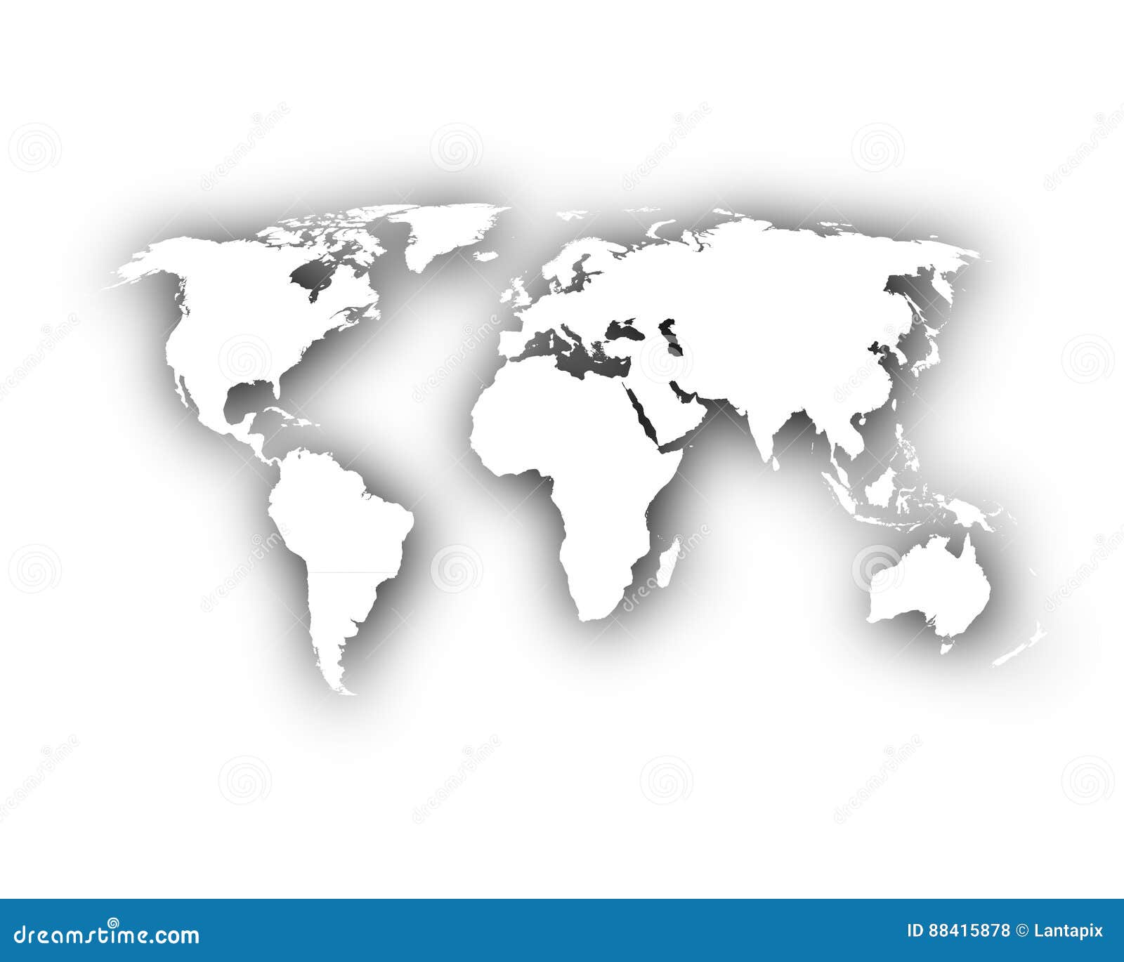 Map of the World with Shadow Stock Vector - Illustration of shade, hard ...